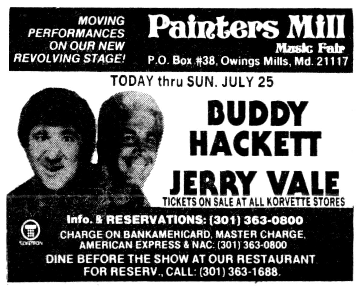 Concert History of Painters Mill Music Fair Owings Mills, Maryland ...