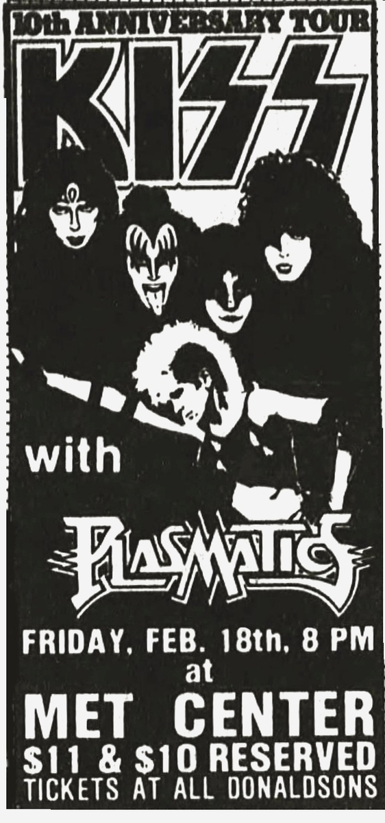 Feb 18, 1983: KISS / Plasmatics at Met Center Minneapolis, Minnesota ...