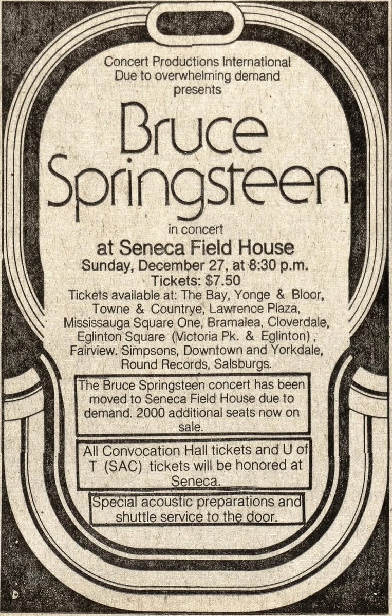 Dec 21, 1975: Bruce Springsteen & The E Street Band at Seneca College ...