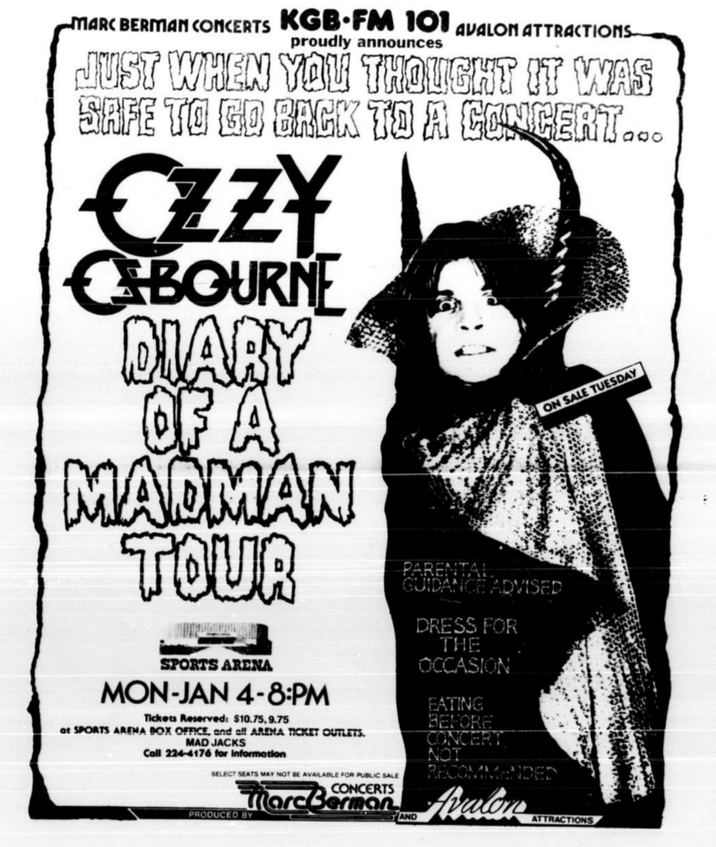 Ozzy Osbourne's 1982 Concert & Tour History | Concert Archives