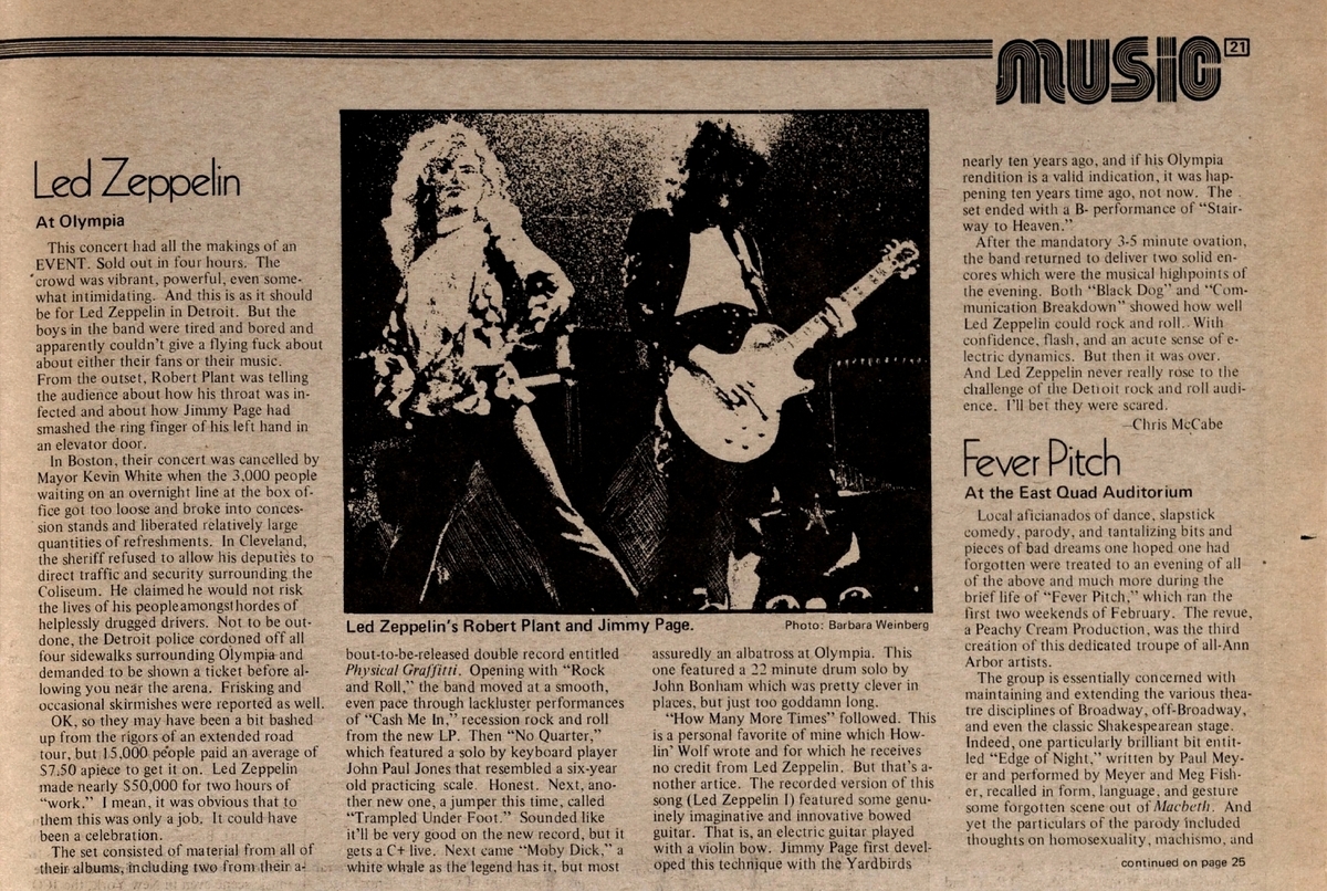 Jan 31, 1975: Led Zeppelin at Olympia Stadium Detroit, Michigan, United ...