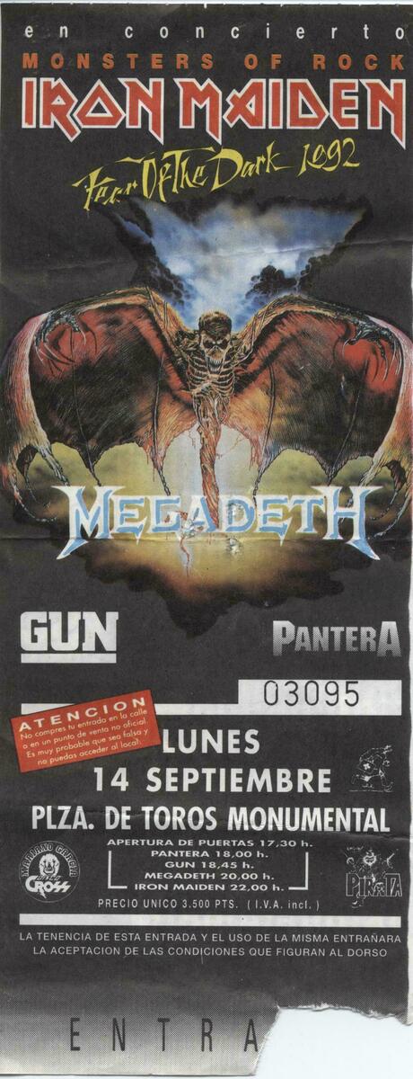 Megadeth's 1992 Concert & Tour History | Concert Archives