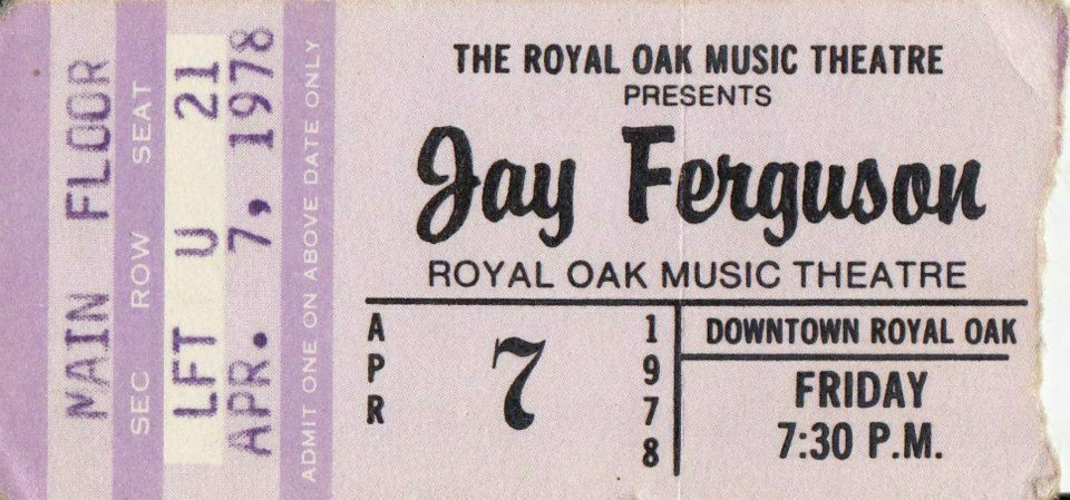 Apr 07, 1978: Jay Ferguson / Andrew Gold at Royal Oak Music Theater ...
