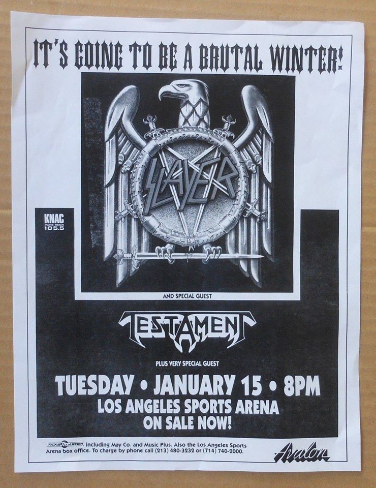 Jan 15, 1991: Slayer / Testament at Los Angeles Memorial Sports Arena ...
