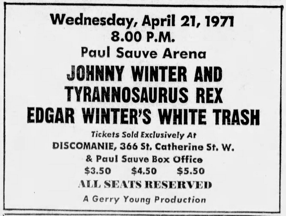 Apr 21, 1971: Johnny Winter / Tyrannosaurus Rex / Edgar Winter at paul ...
