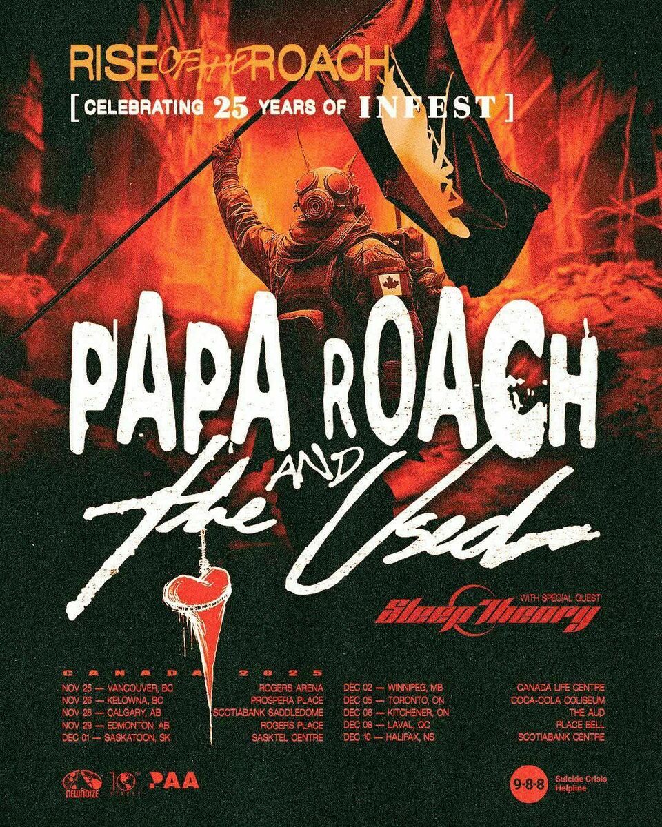 Dec 01, 2025: Papa Roach / The Used / Sleep Theory at SaskTel Centre Saskatoon, Saskatchewan ...