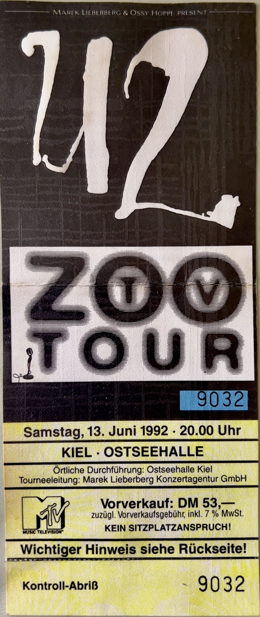 U2's 1992 Concert & Tour History | Concert Archives