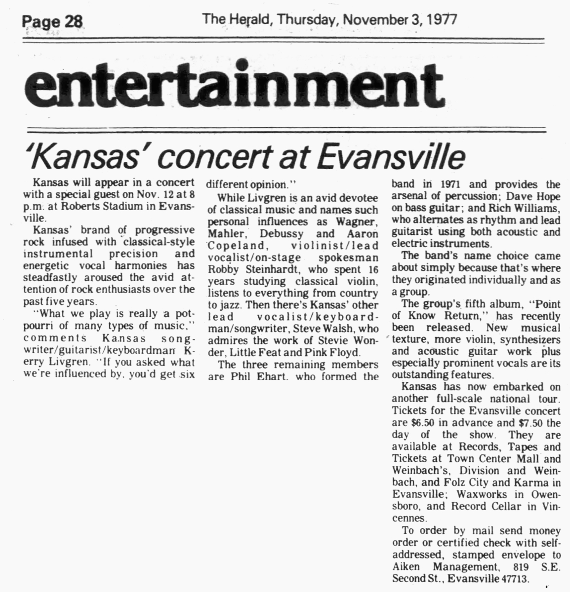 Concert History of Roberts Municipal Stadium Evansville, Indiana ...