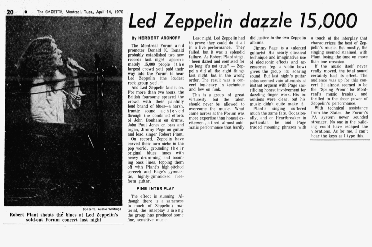 Led Zeppelin's 1970 Concert & Tour History | Concert Archives