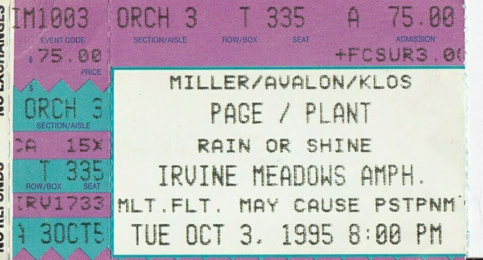 Jimmy Page & Robert Plant Concert & Tour History | Concert Archives