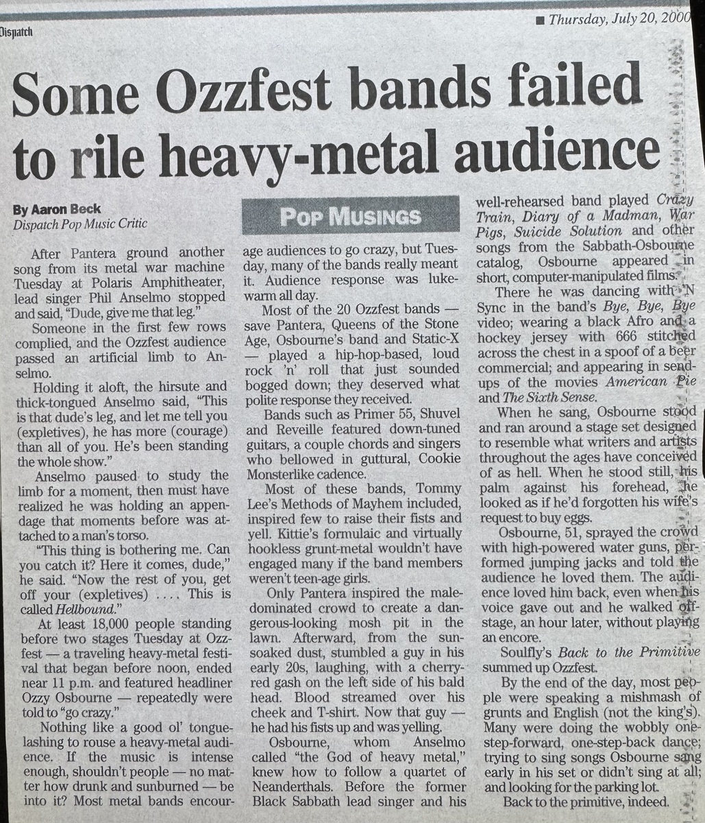 Ozzy Osbourne's 2000 Concert & Tour History | Concert Archives