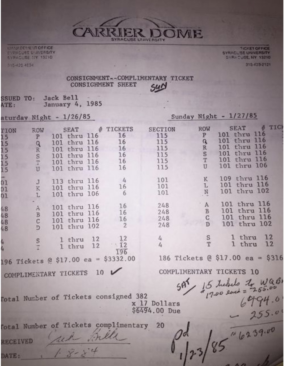 Jan 26, 1985: Bruce Springsteen & The E Street Band at Carrier Dome ...