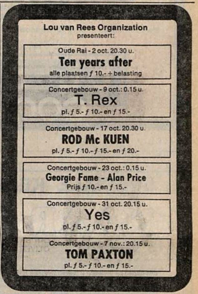 Yes's 1971 Concert & Tour History | Concert Archives