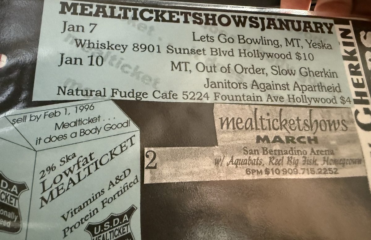 Jan 10, 1995: Mealticket / Out of Order / Slow Gherkin / Janitors ...
