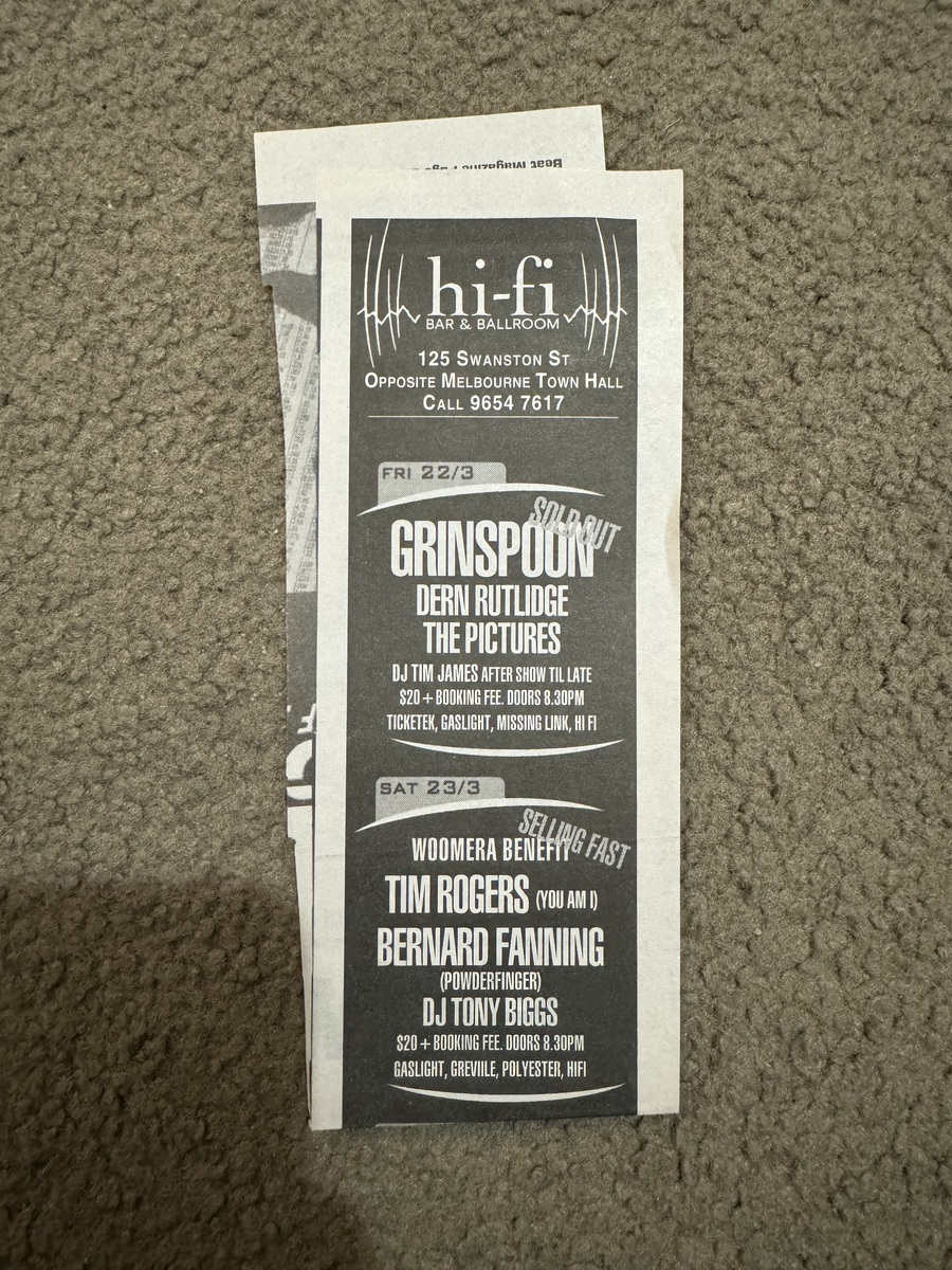 Mar 22, 2002: Grinspoon / Dern Rutlidge / The Pictures at Hi-Fi Bar and ...