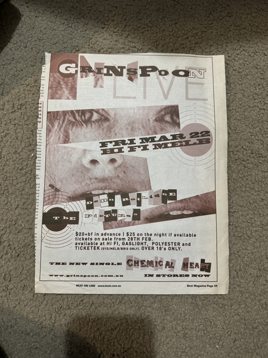 Mar 22, 2002: Grinspoon / Dern Rutlidge / The Pictures at Hi-Fi Bar and ...