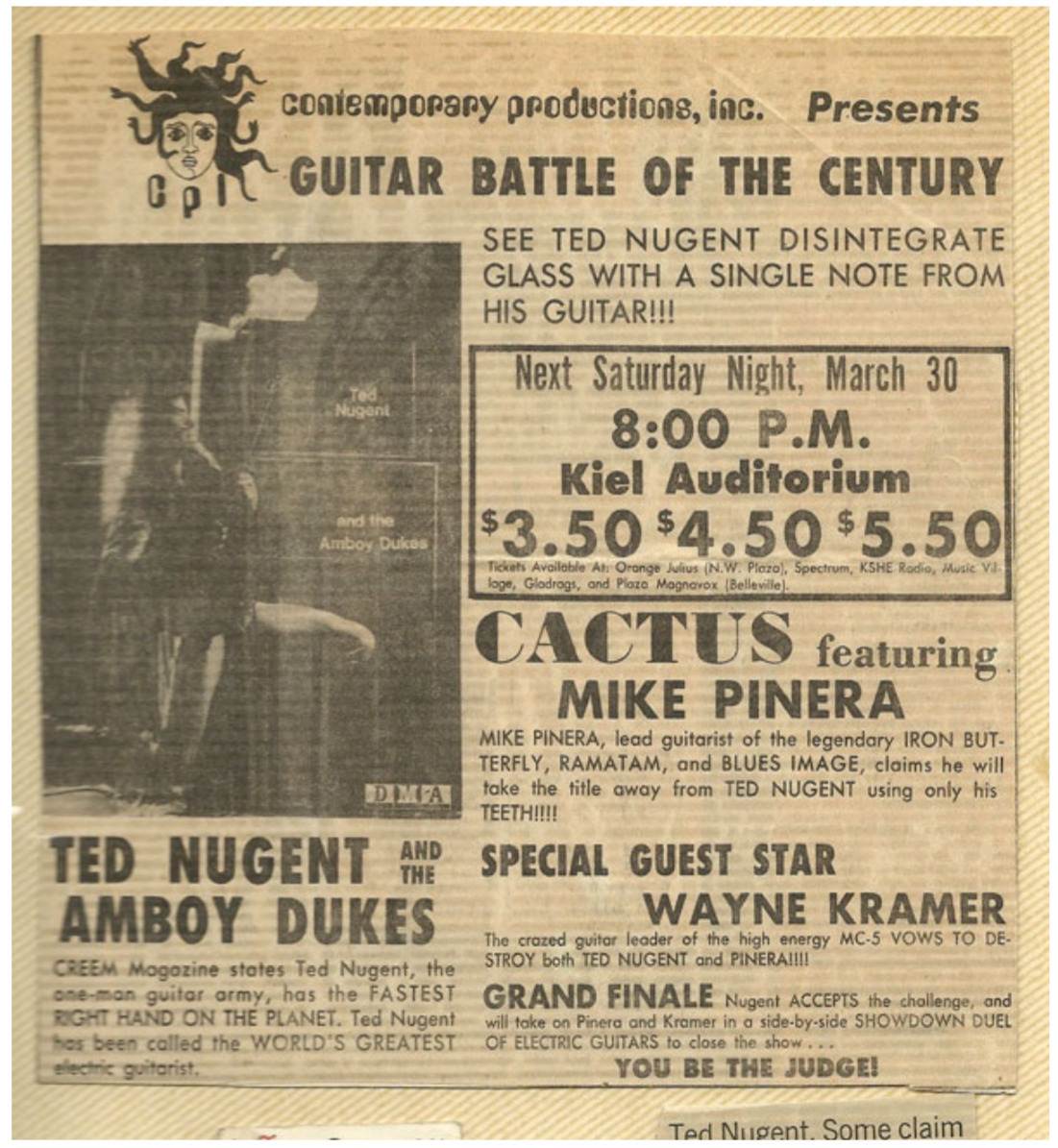ted nugent and the amboy dukes Concert & Tour History | Concert Archives