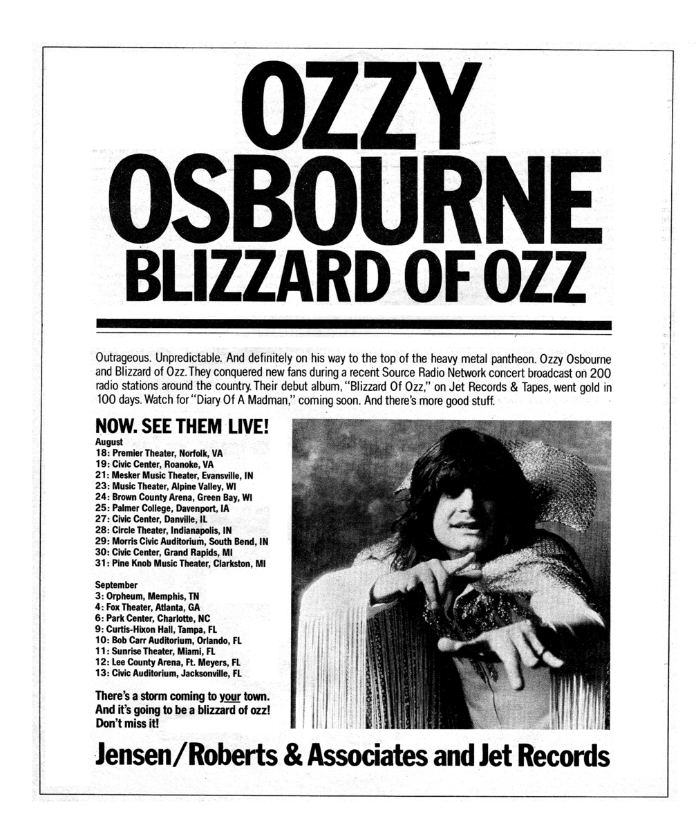 Ozzy Osbourne's 1981 Concert & Tour History | Concert Archives