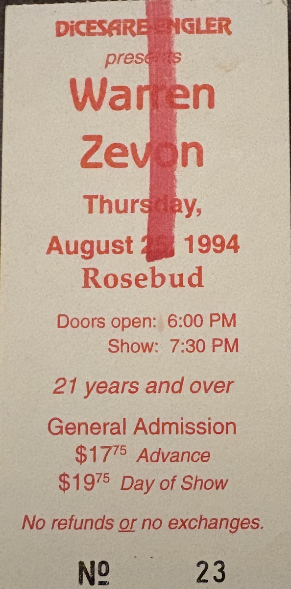 Warren Zevon Concert & Tour History | Concert Archives