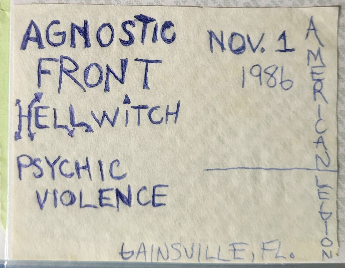Nov 01, 1986: Agnostic Front / Hellwitch / Psychic Violence at American ...