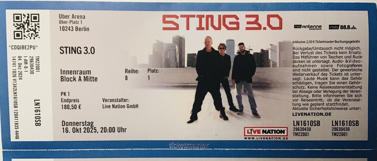 Sting Concert & Tour History (Updated for 2025 - 2026) | Concert Archives