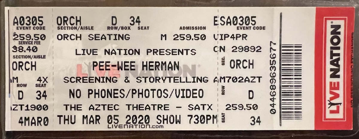 Mar 05, 2020: Pee-Wee Herman at The Aztec Theatre San Antonio, Texas ...