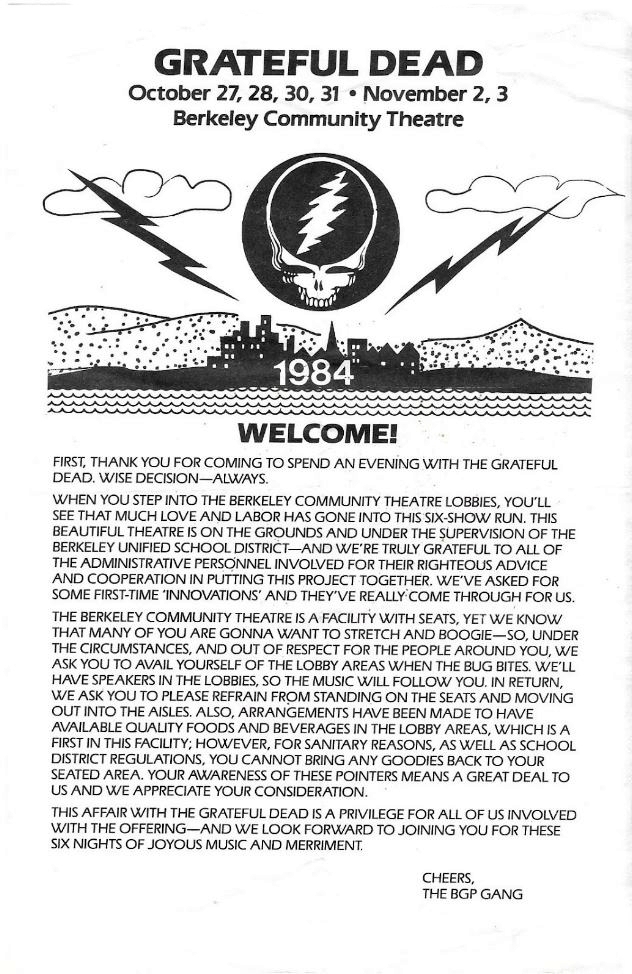 Grateful Dead's 1984 Concert & Tour History | Concert Archives
