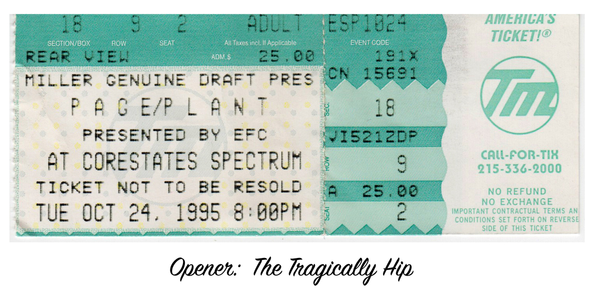 Oct 24, 1995: The Tragically Hip / Jimmy Page & Robert Plant at ...