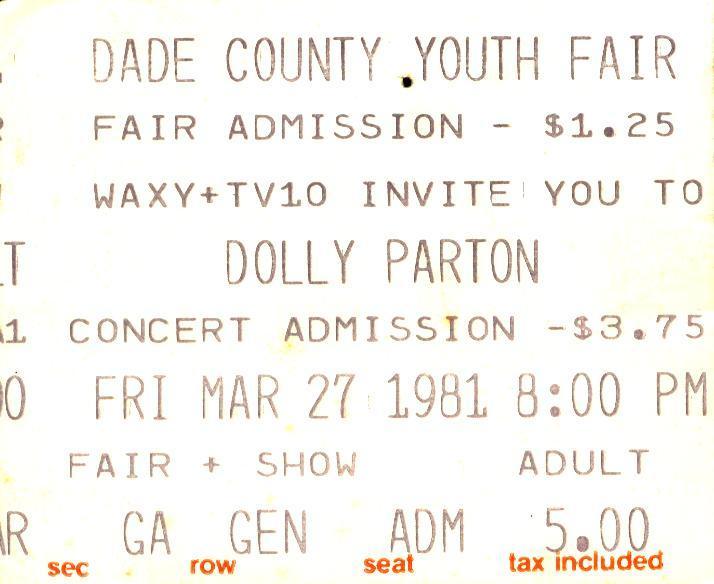 Mar 27, 1981: Dolly Parton at Tamiami Stadium - Dade County Youth Fair ...