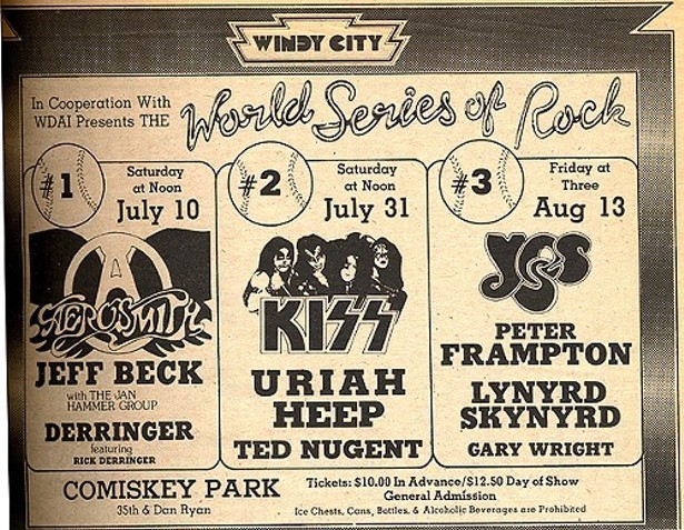Jul 10, 1976: Aerosmith / Jeff Beck / Derringer at Comiskey Park ...