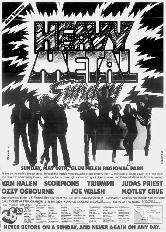 May 29, 1983: US FESTIVAL 83 at Glen Helen Regional Park & Festival ...