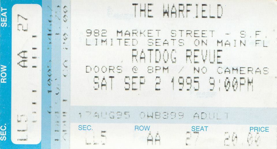 1995 Concert History of The Warfield Theatre San Francisco, California ...