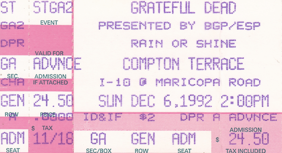 Dec 06, 1992: Grateful Dead at Compton Terrace, Firebird Lake Chandler ...