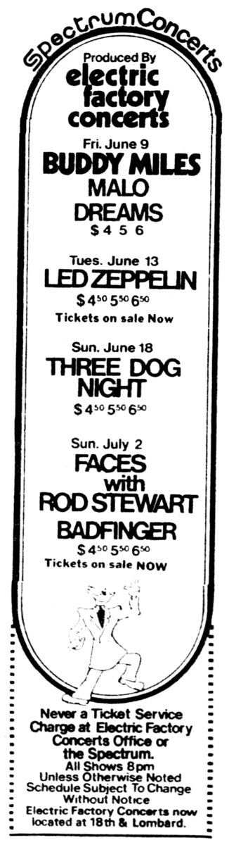 Jun 13, 1972: Led Zeppelin at The Spectrum Philadelphia, Pennsylvania ...