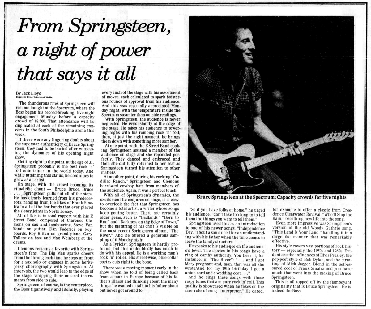 Jul 13, 1981: Bruce Springsteen & The E Street Band at The Spectrum ...