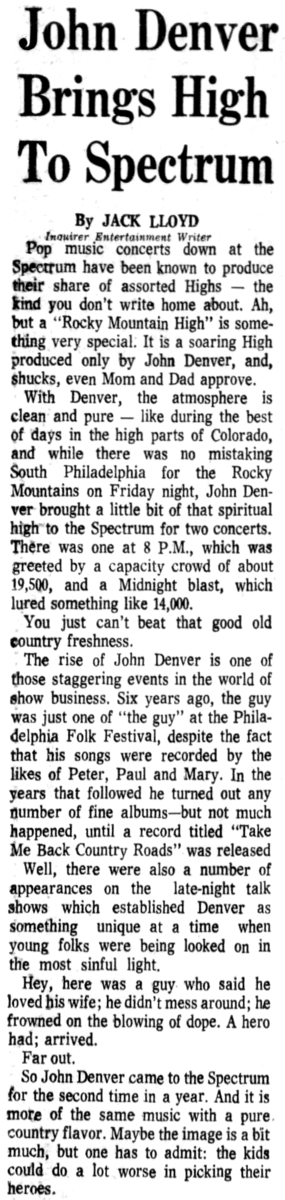 John Denver's 1975 Concert & Tour History | Concert Archives