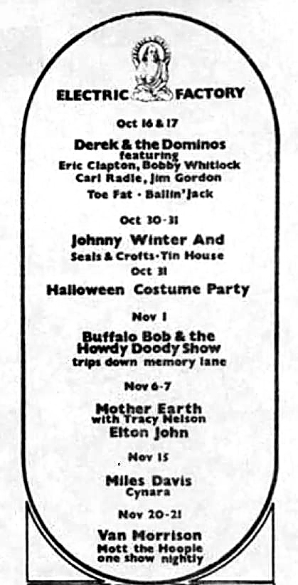 Oct 17, 1970: Derek and the Dominos / Eric Clapton / Toe Fat / Ballin ...