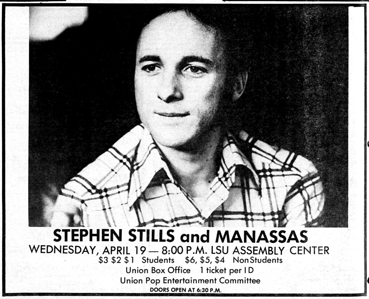 Apr 19, 1972: Stephen Stills / Manassas at LSU Assembly Center Baton ...