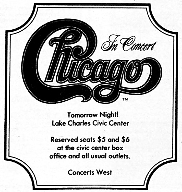 Feb 27, 1975: Chicago at Lake Charles Civic Center Lake Charles ...