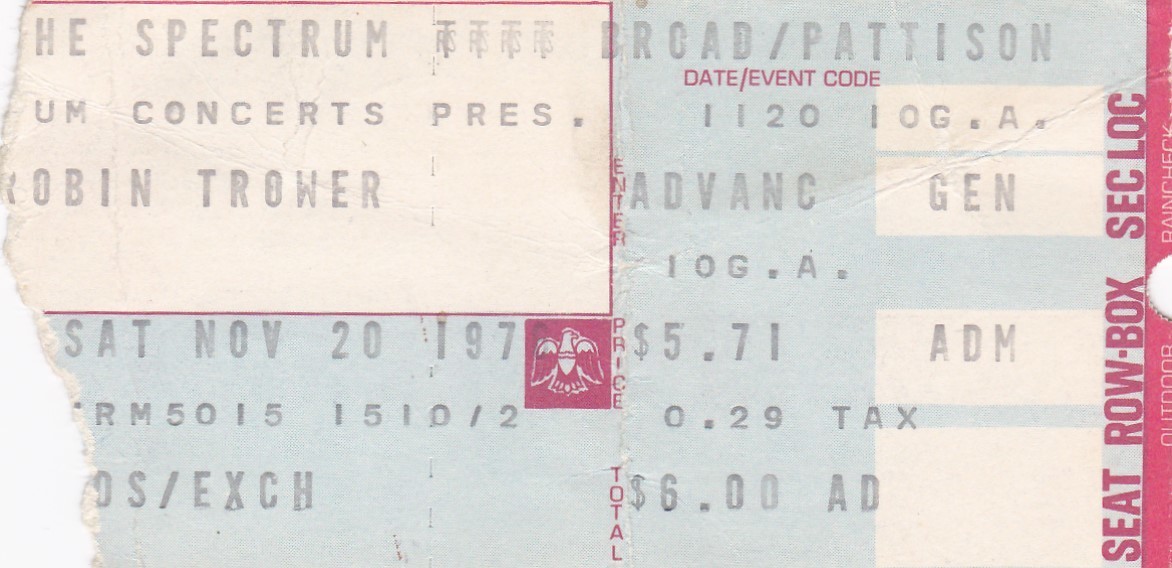 Nov 20, 1976: Robin Trower / Montrose / Rush at The Spectrum ...