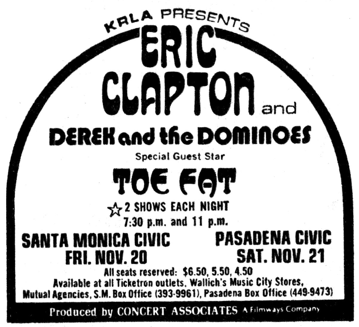 Nov 20, 1970: Derek and the Dominos / Eric Clapton / Toe Fat at Santa ...