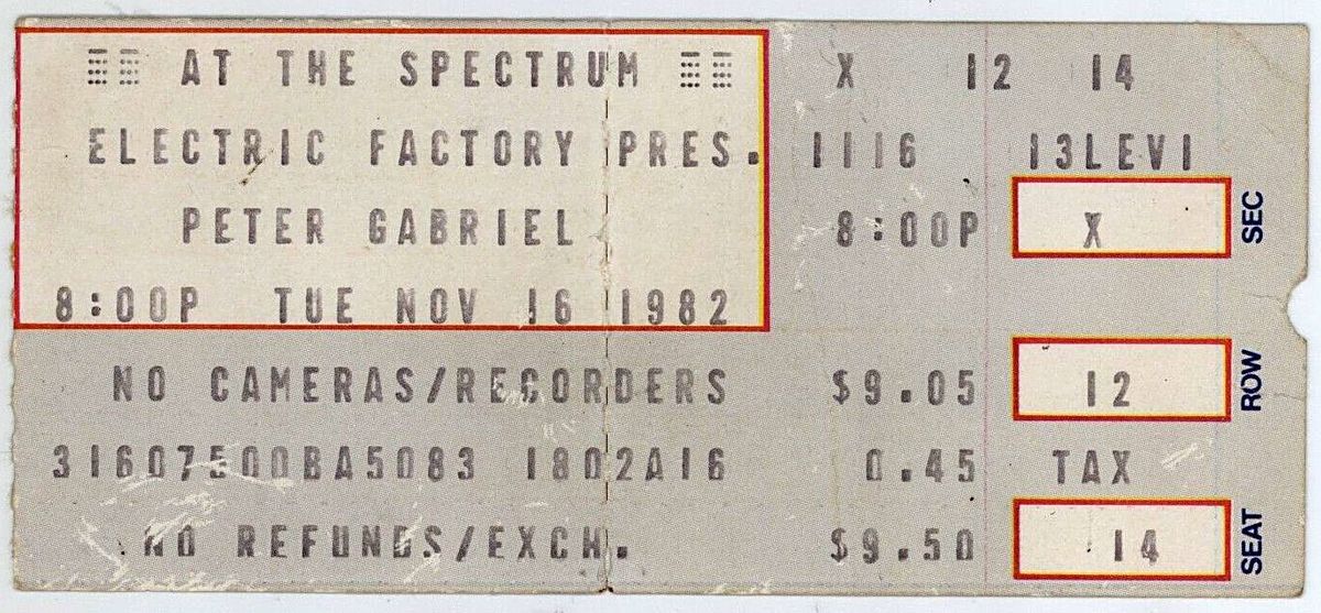 Nov 16, 1982: Peter Gabriel / Electric Guitars at The Spectrum ...