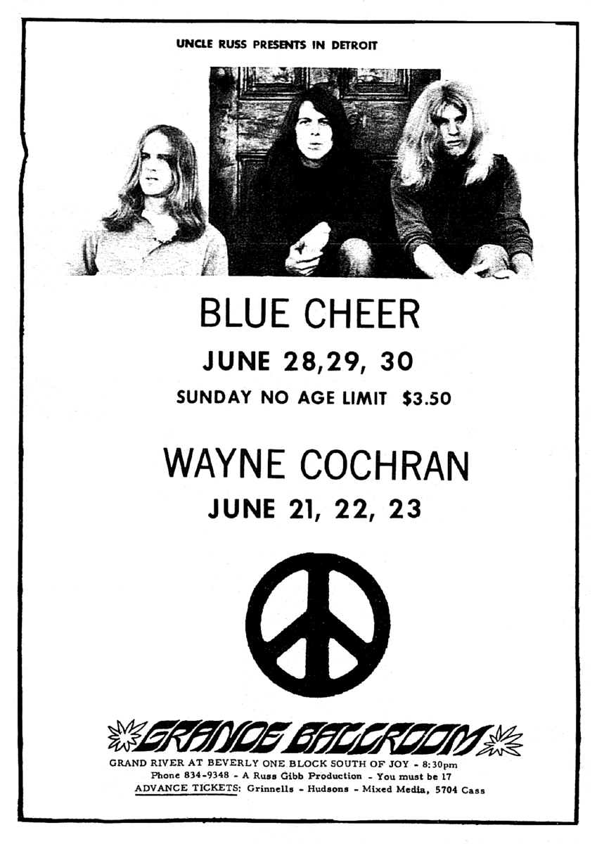Jun 28, 1968: Blue Cheer at Grande Ballroom Detroit, Michigan, United ...