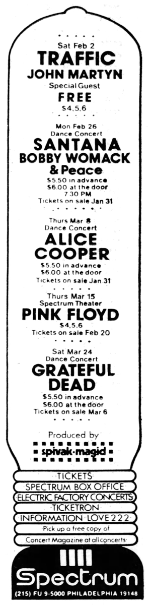 Mar 15, 1973: Pink Floyd at The Spectrum Philadelphia, Pennsylvania ...