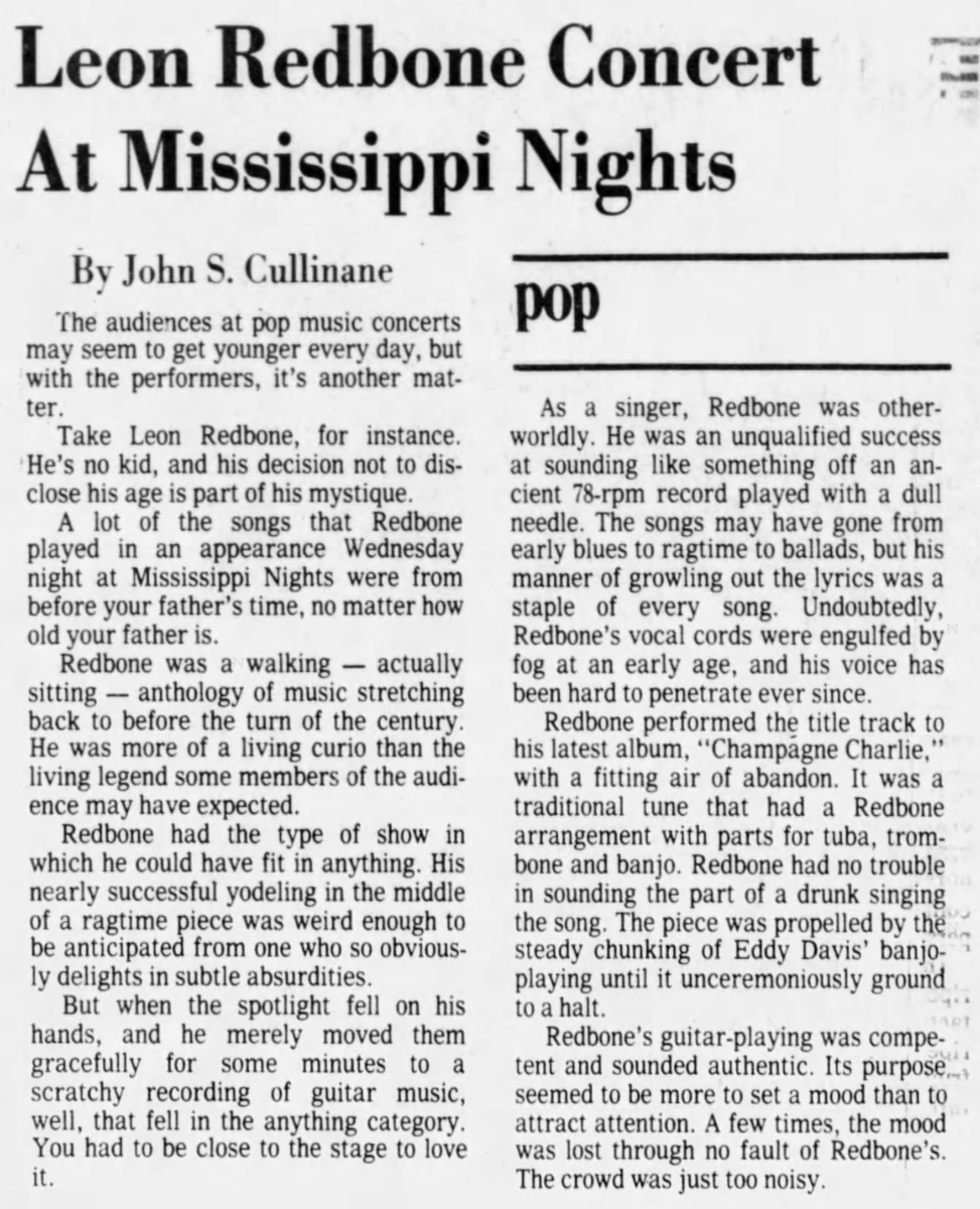 Leon Redbone Concert & Tour History | Concert Archives