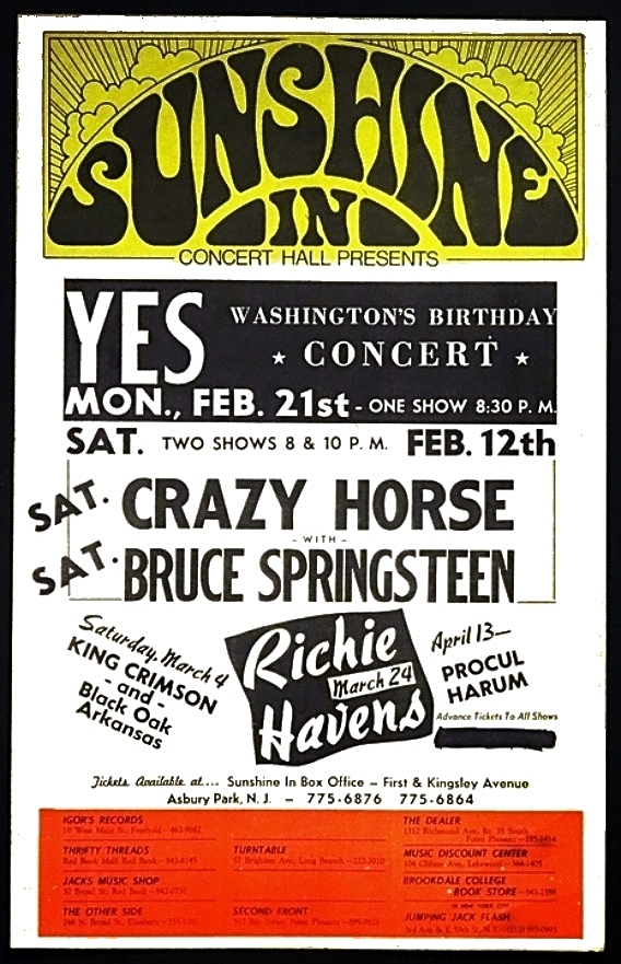 Bruce Springsteen's 1972 Concert & Tour History | Concert Archives