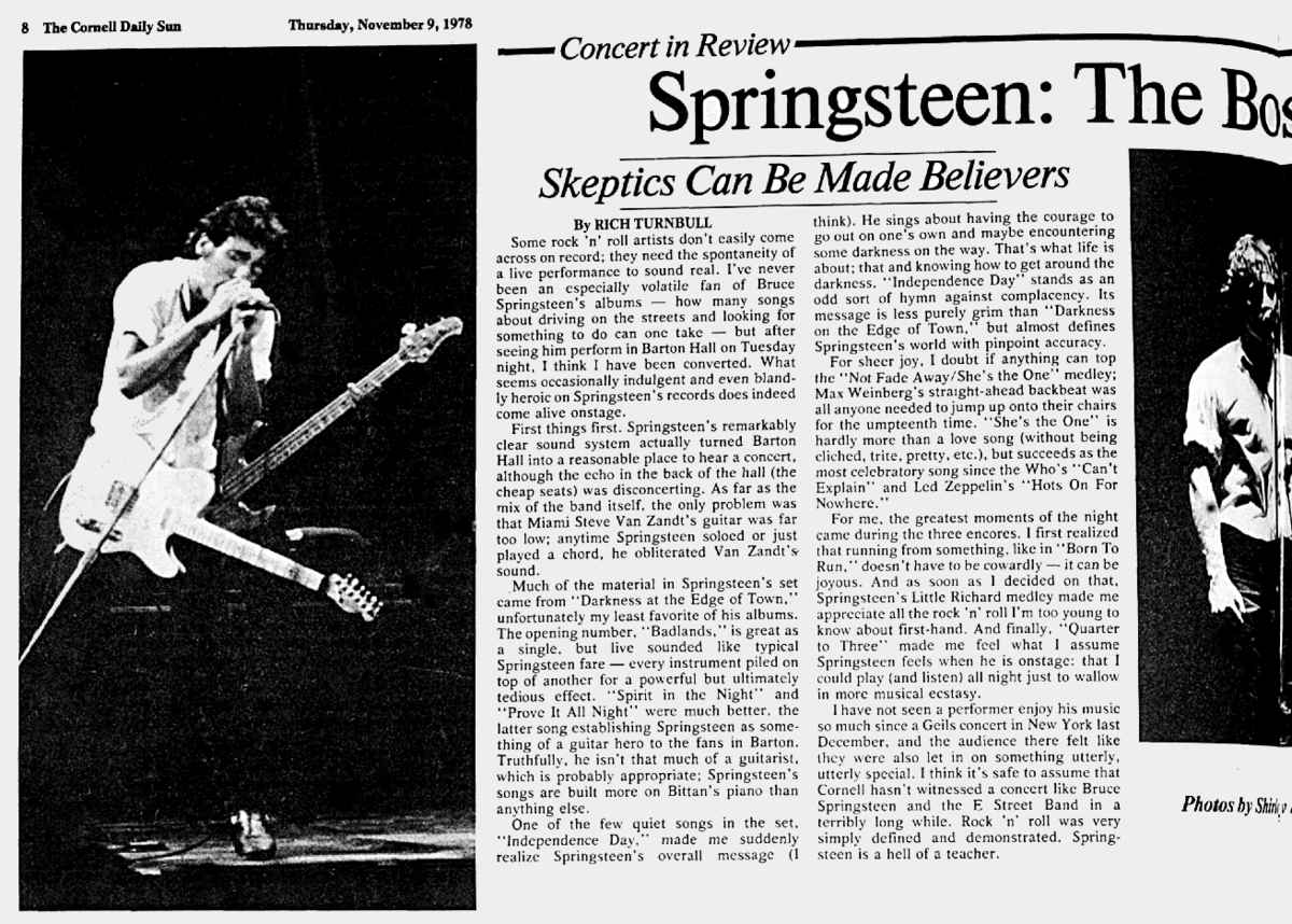 Nov 07, 1978: Bruce Springsteen & The E Street Band at Barton Hall ...