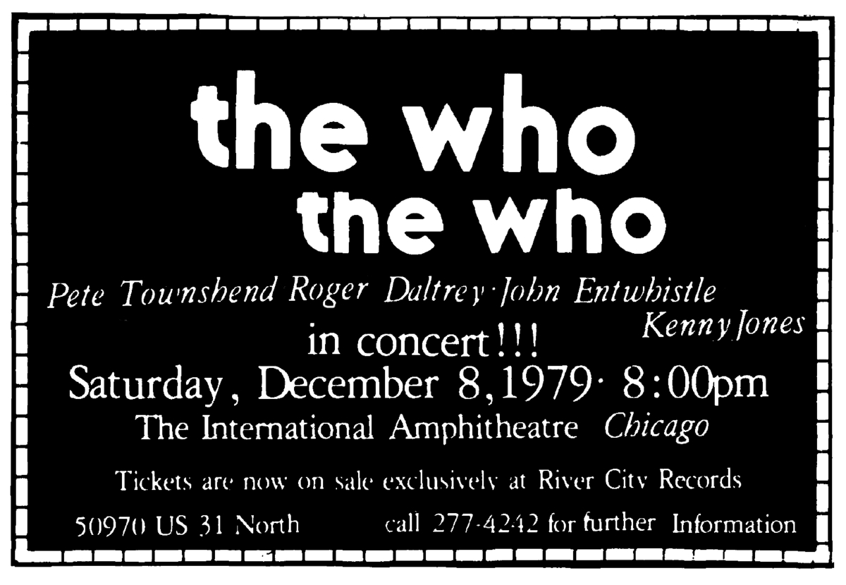 Dec 08, 1979: The Who at International Amphitheatre Chicago, Illinois ...