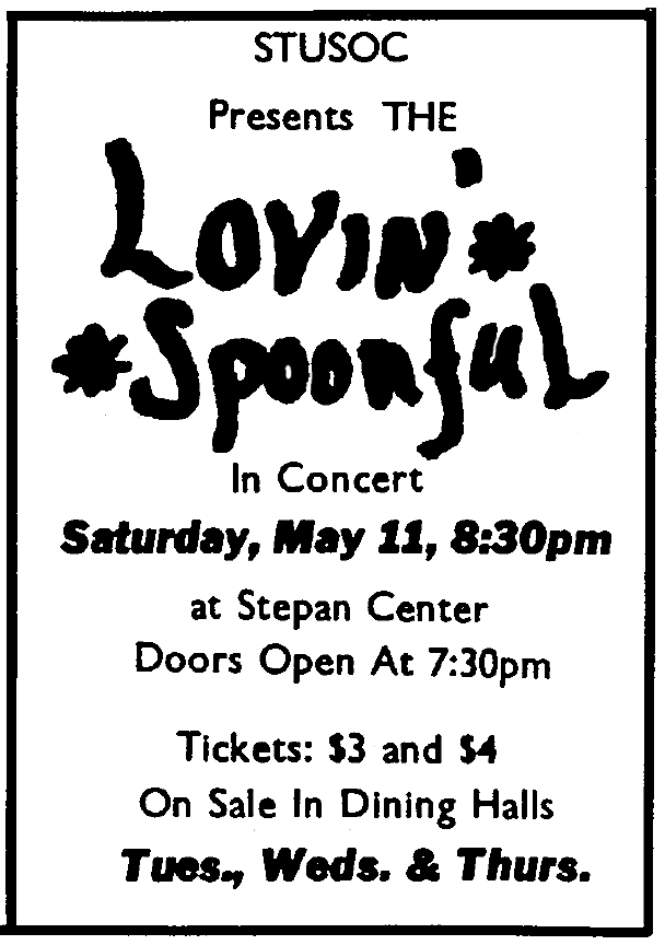 May 11, 1968: The Lovin' Spoonful at Stepan Center, University Of Notre ...