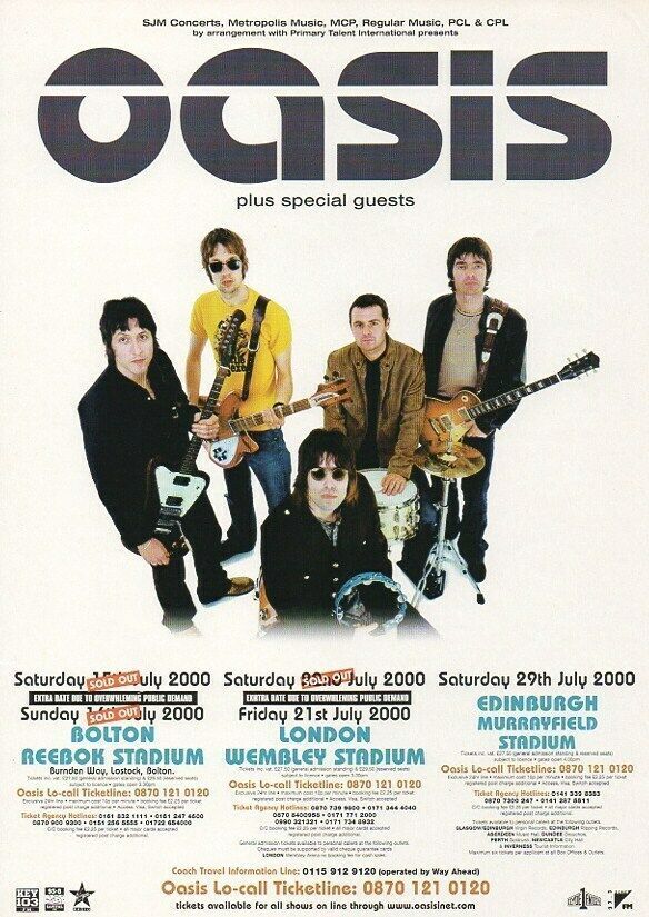Jul 21, 2000: Oasis / Happy Mondays / Doves at Wembley Stadium London ...
